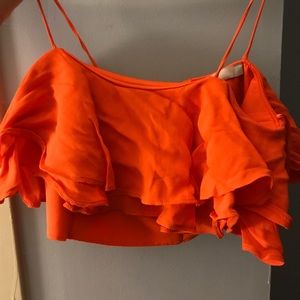Zara | Tops | Zara Orange Ruffle Top | Poshmark